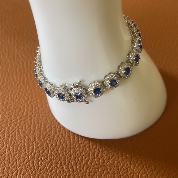 TOVA Diamonique | Jewelry | Tova Diamonique Simulated Sapphire Halo ...